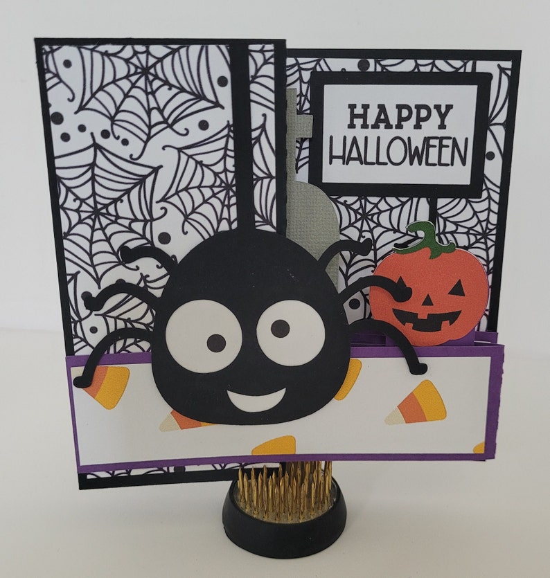 Spider Pop-up Box Card, Blank on the Back, Spider, Webs, Gravestone ...