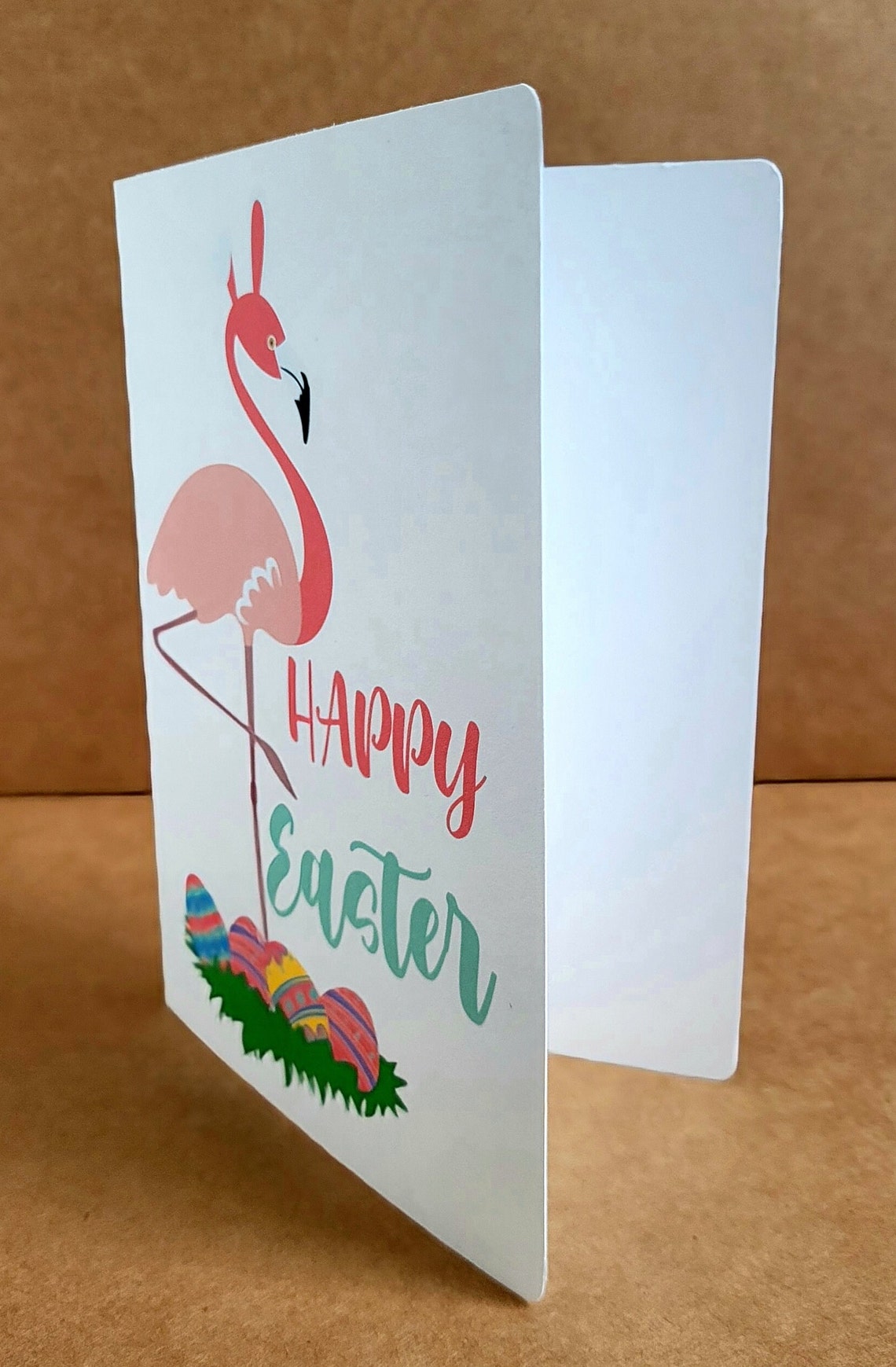Happy Easter Flamingo Card, Blank Inside, Flamingo, Easter, Eggs, Bird ...
