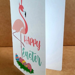 Happy Easter Flamingo Card, Blank Inside, Flamingo, Easter, Eggs, Bird ...