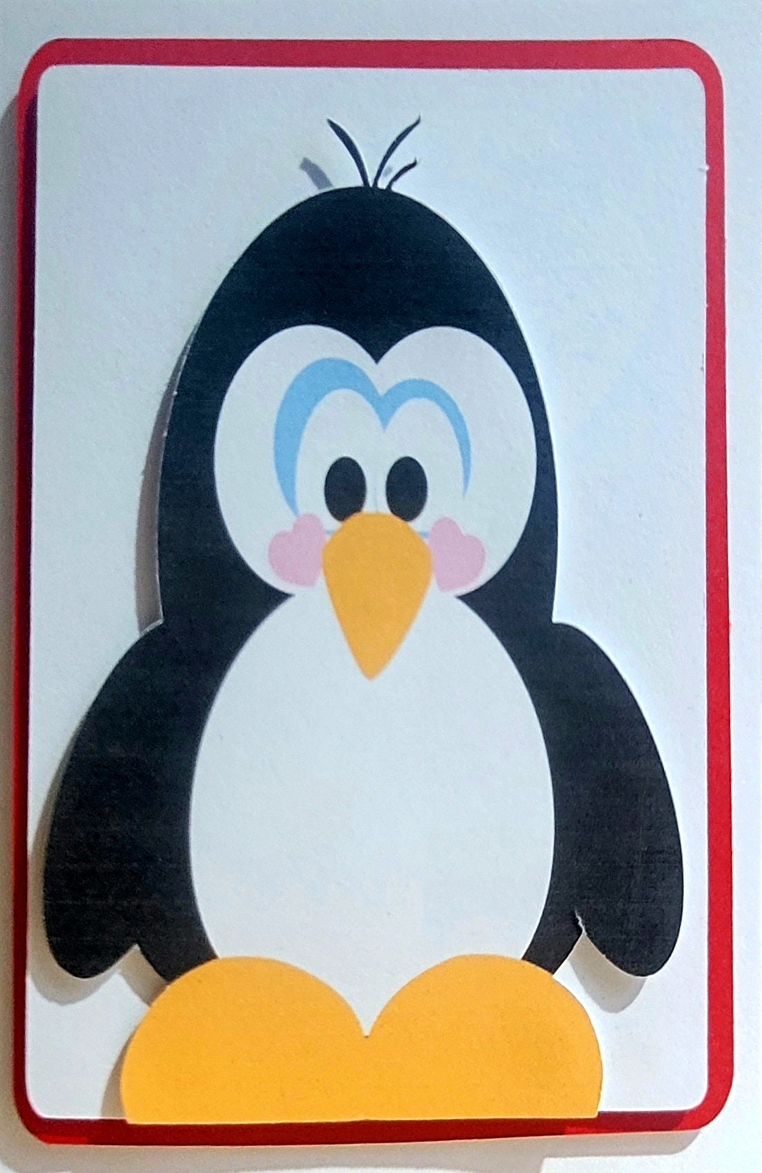 Penguin Pop Dot Card, Blank Inside, 3 Layers, Penguin, Red, White - Etsy
