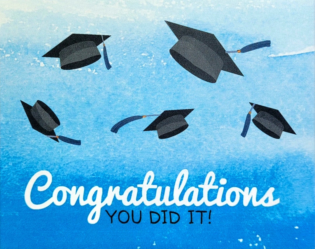 Congratulations You Did It! Graduation Card, Blank Inside, Caps ...