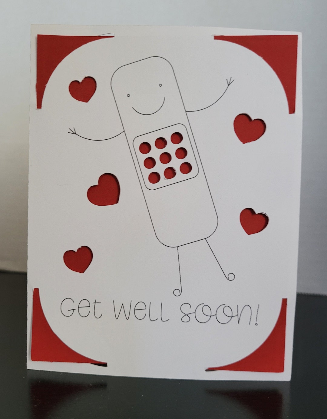 DG, Get Well Soon Band-aid, Blank Inside, Print& Cut, White, Red ...