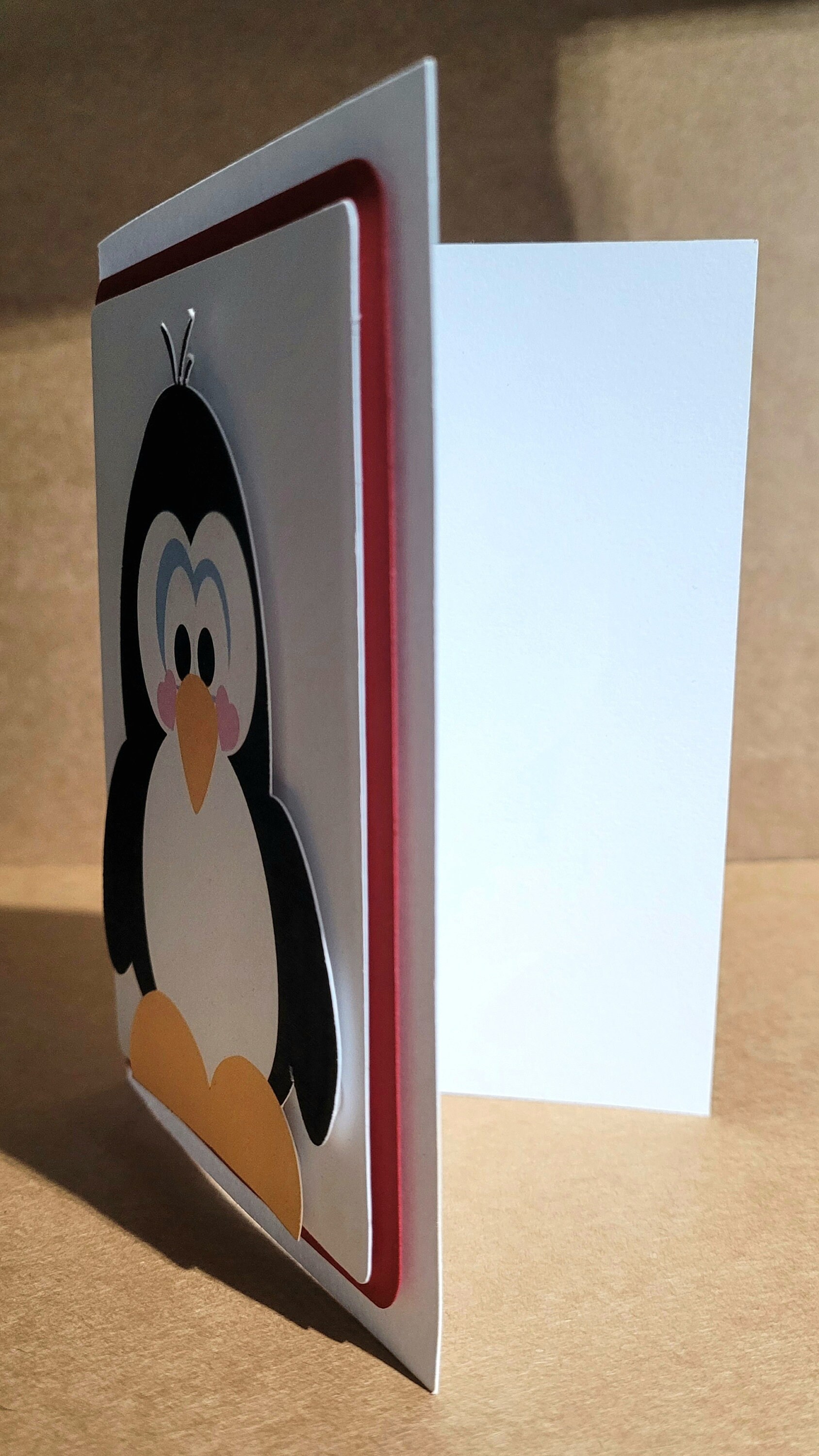 Penguin Pop Dot Card, Blank Inside, 3 Layers, Penguin, Red, White - Etsy