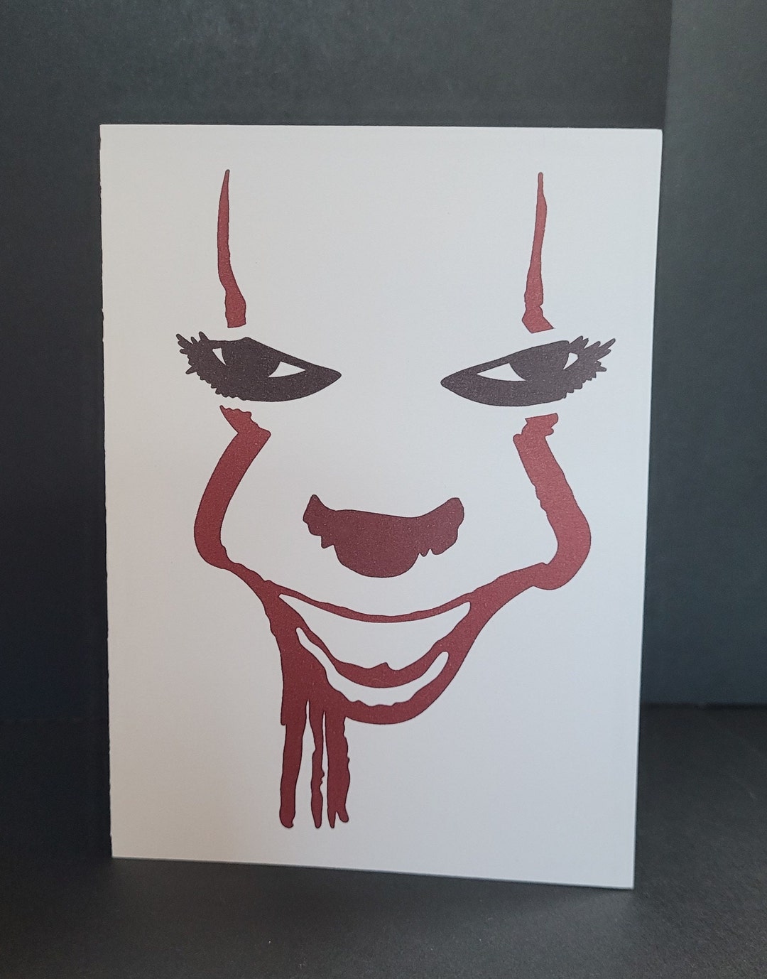 Scary Face Cards, Blank on the Inside, Clown, Halloween, White, Red ...