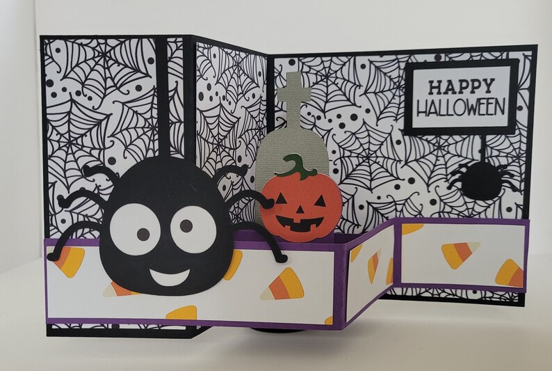 Spider Pop-up Box Card, Blank on the Back, Spider, Webs, Gravestone ...