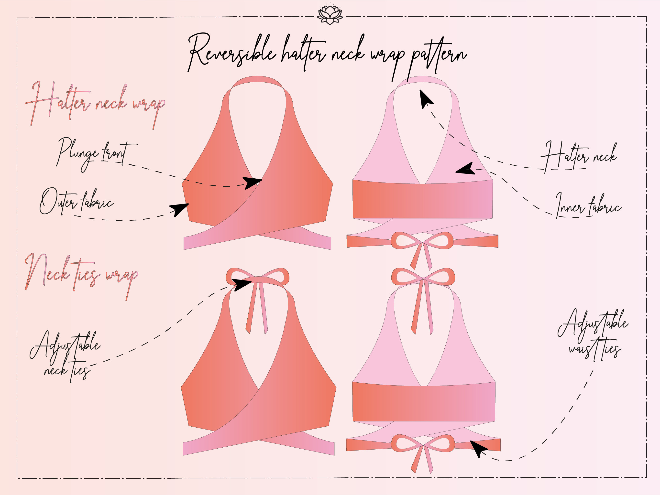 Reversible Seamless Halter Bikini Wrap Top Sewing Pattern - Etsy