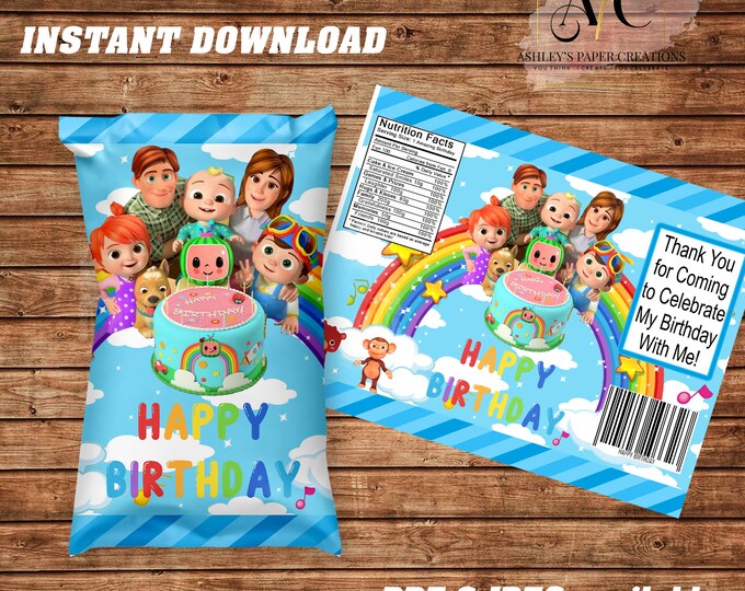 Cocomelon Chip Bag Instant Download Cocomelon Chip Bags Etsy