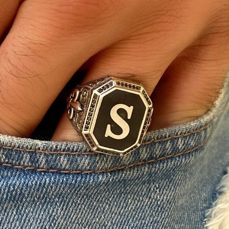 Initial Ring for Men - Etsy