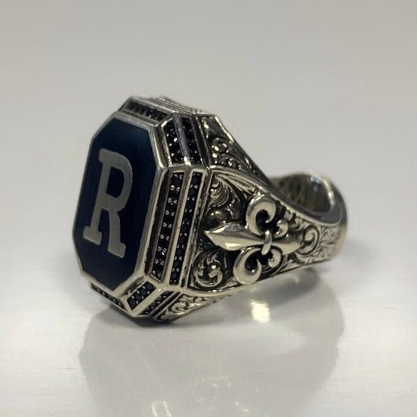 Initial Ring for Men - Etsy