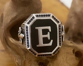 Mens Initial Ring - Etsy
