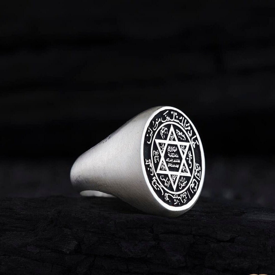 Mens Sterling Silver Seal of Solomon Signet Rings, Star of David Ring ...