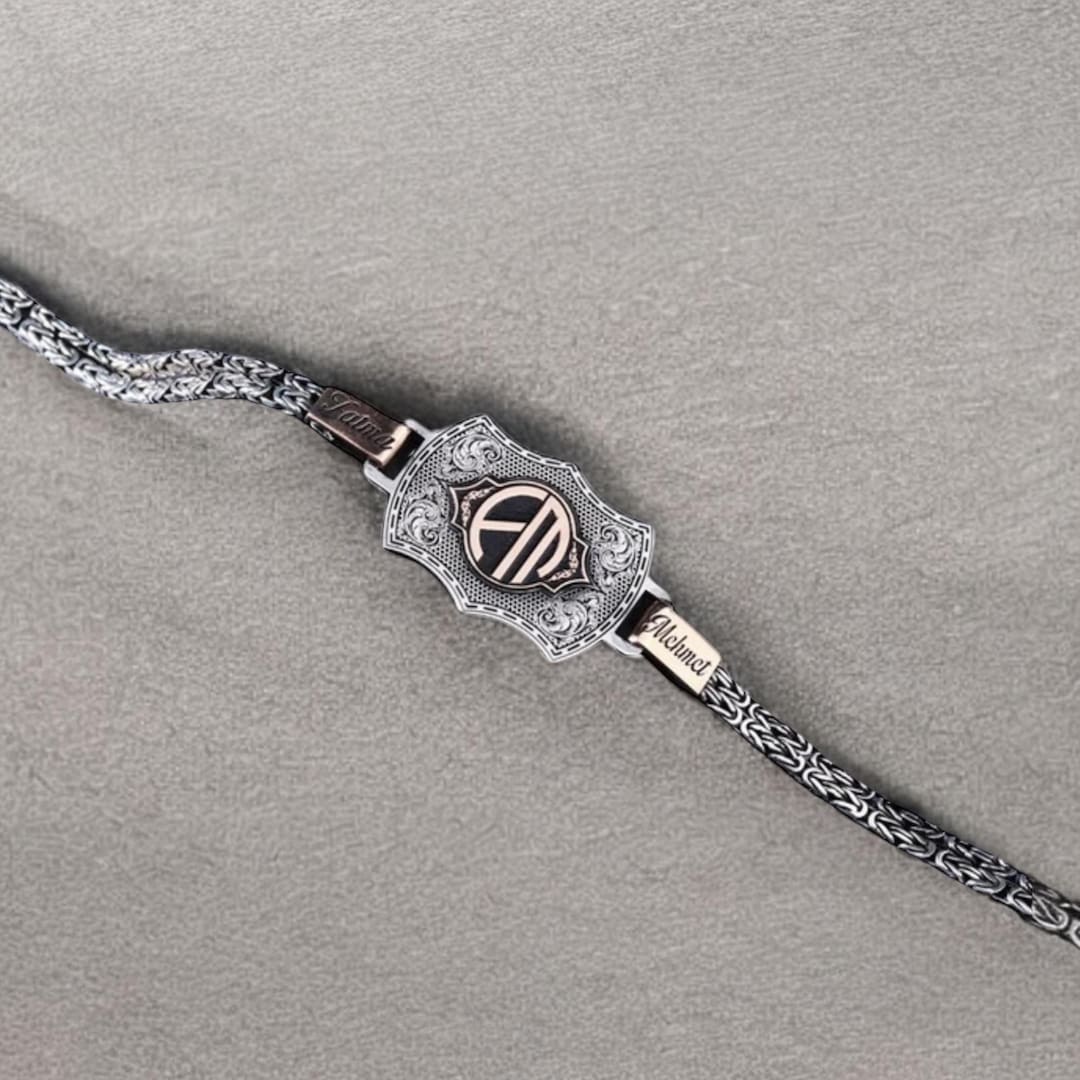 Personalized Sterling Silver Byzantine Thick Chain Bracelet for Men ...