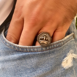 Crown Ring Men, Royal King Crown Ring, Mens Crown Signet Ring, Men ...