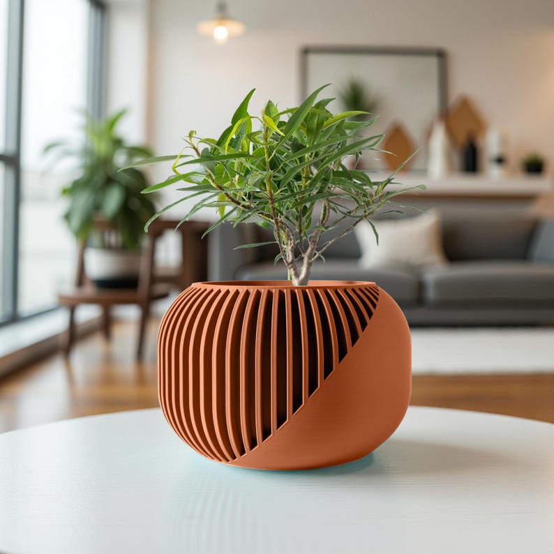 The Narvo | 3D Printed Ribbed Modern Indoor Planter | 2, 3, 4 Inch Sizes - Etsy