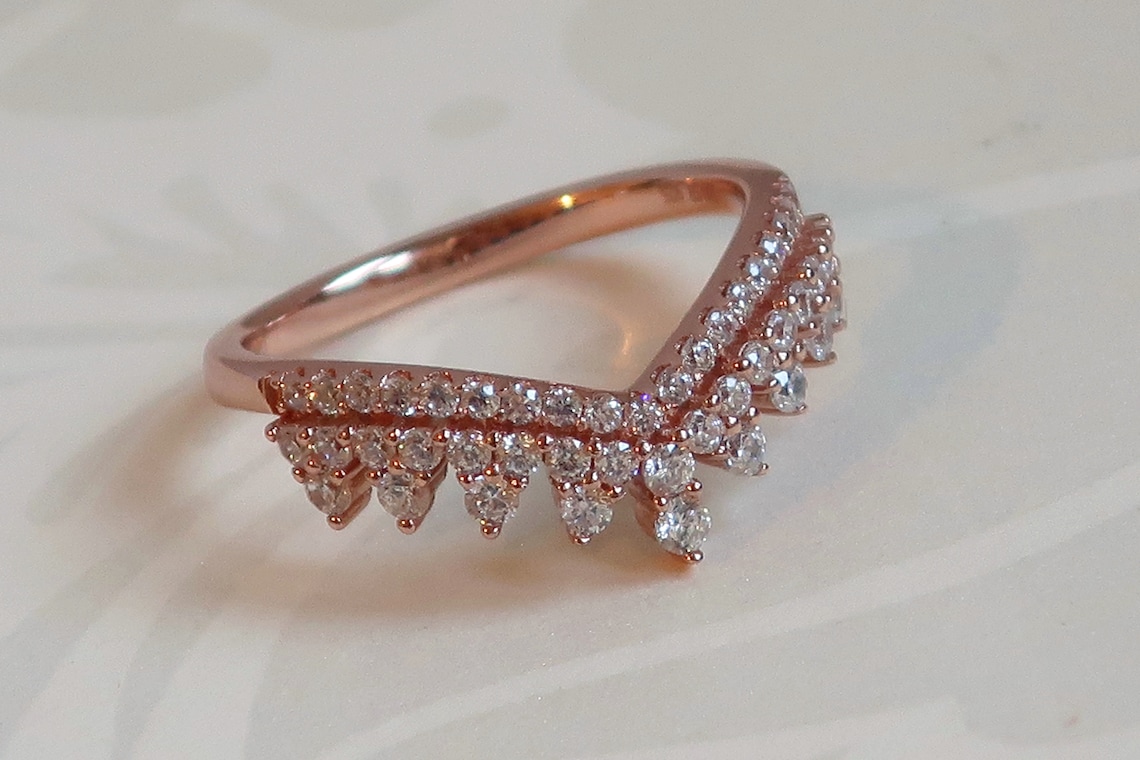 Princess Wishbone Wish Ring 925 Solid Silver ou Rose Gold | Etsy