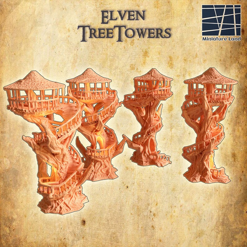 Elven Tree Towers 28mm Dungeons and Dragons Terrain - Etsy