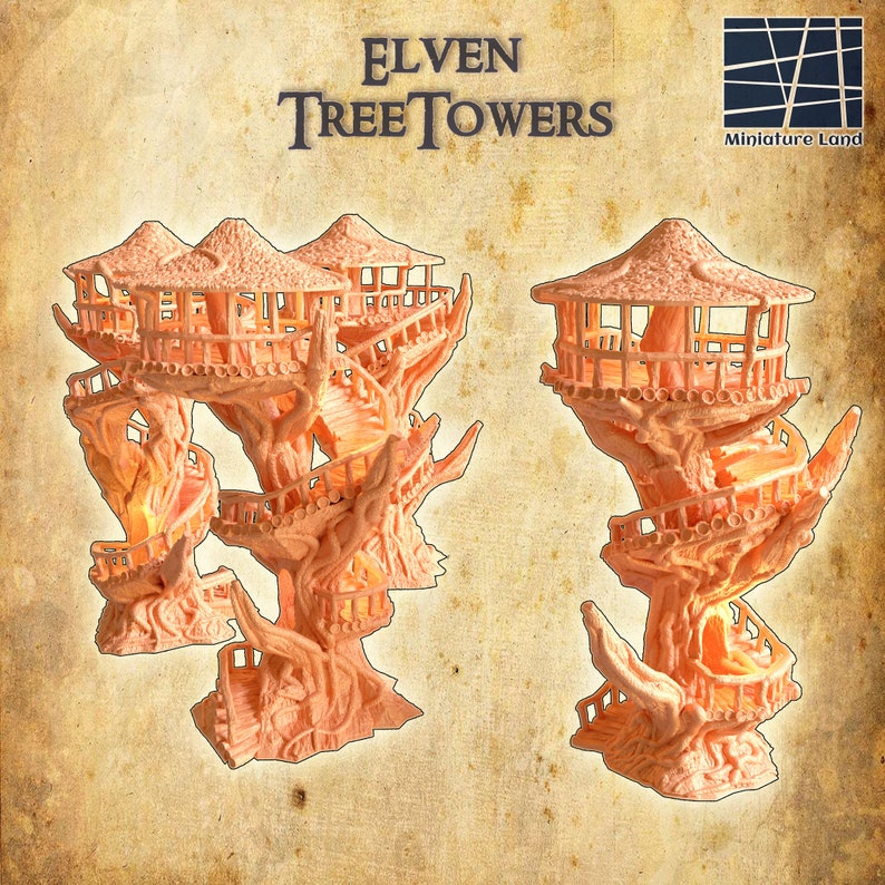 Elven Tree Towers 28mm Dungeons and Dragons Terrain - Etsy