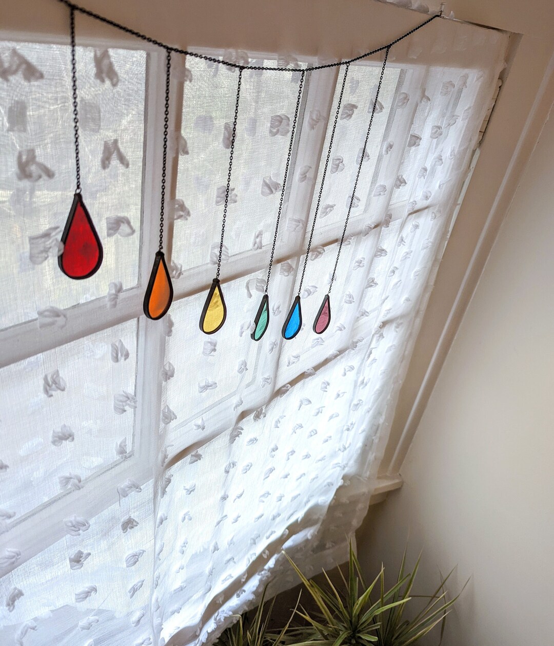 Rainbow Tear Drop Suncatcher - Etsy