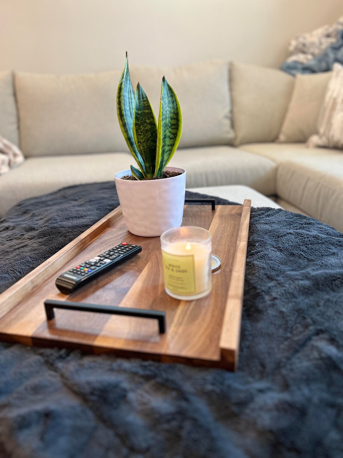 Ottoman Tray Table / Walnut Serving Tray - Etsy