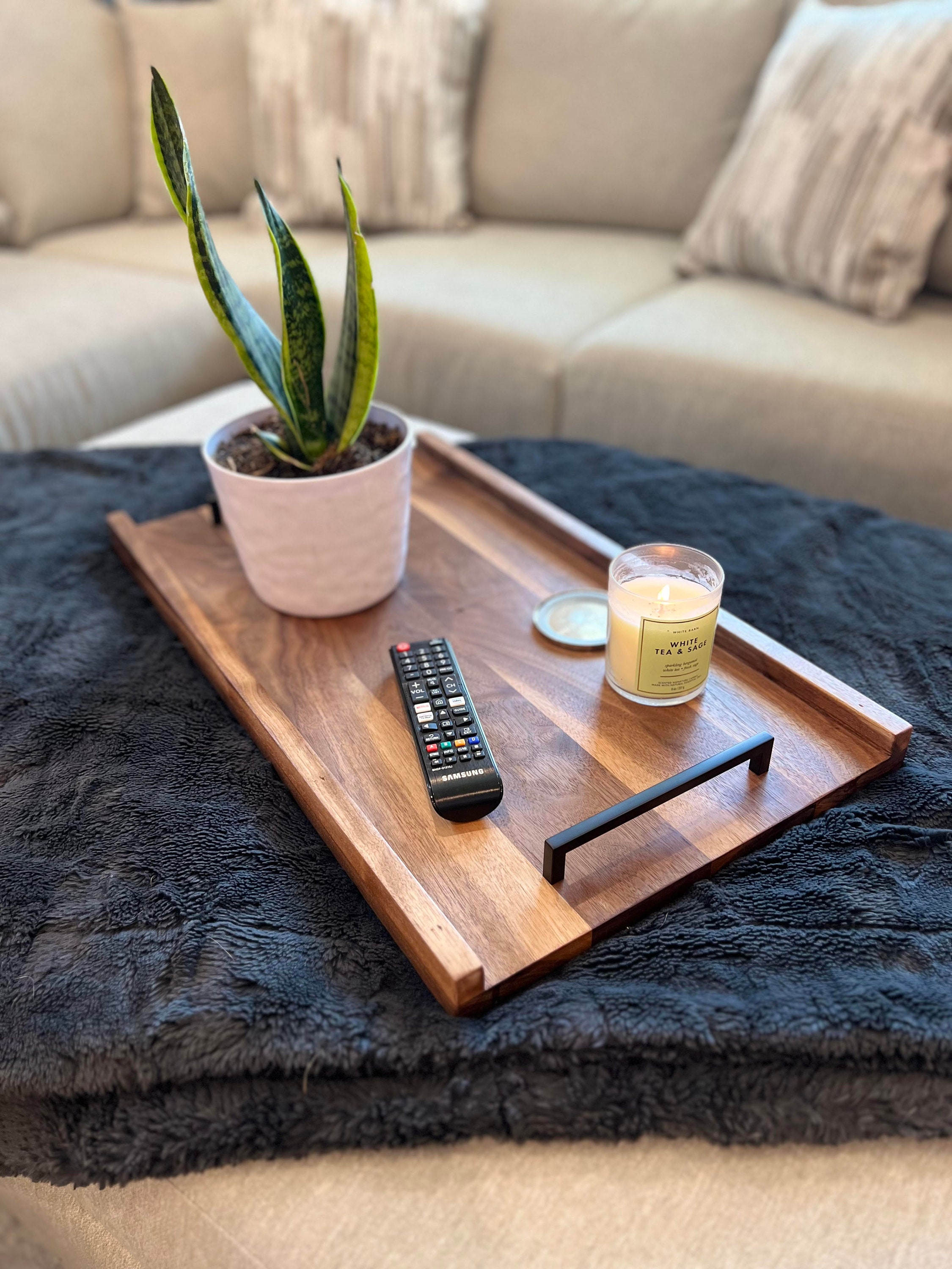 Ottoman Tray Table / Walnut Serving Tray - Etsy