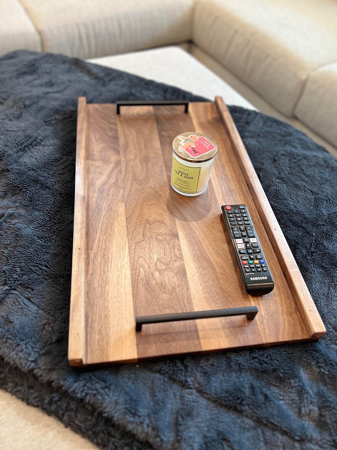 Ottoman Tray Table / Walnut Serving Tray - Etsy