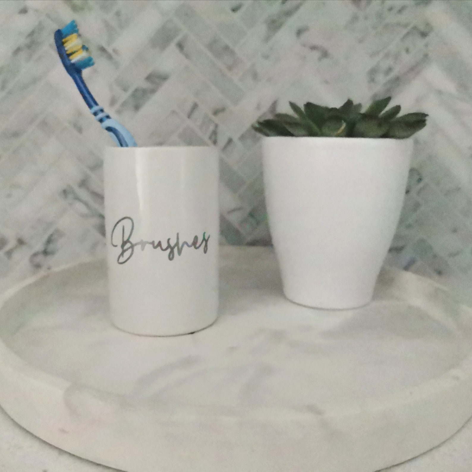 Personalised Ceramic Brush Holder / Customised Toothbrush Pot | Etsy UK