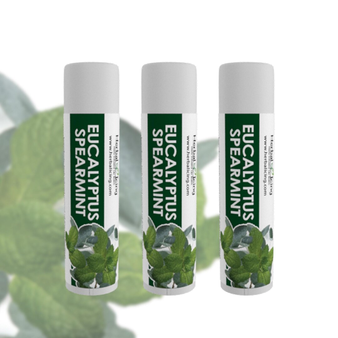 Eucalyptus Spearmint Lip Balm 3-pack – Natural Mint Chapstick – Handmade Lip Care Gift – Small ...