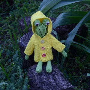 Crochet Frog in Raincoat Pattern Easy Cute Green Frog in - Etsy