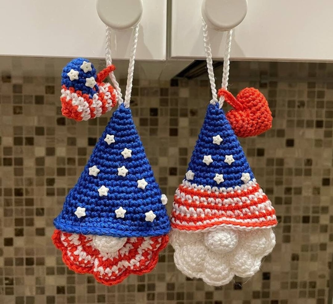 Independence Day Gnomes Crochet Pattern: Set of 7, Heart Keychain Bonus ...