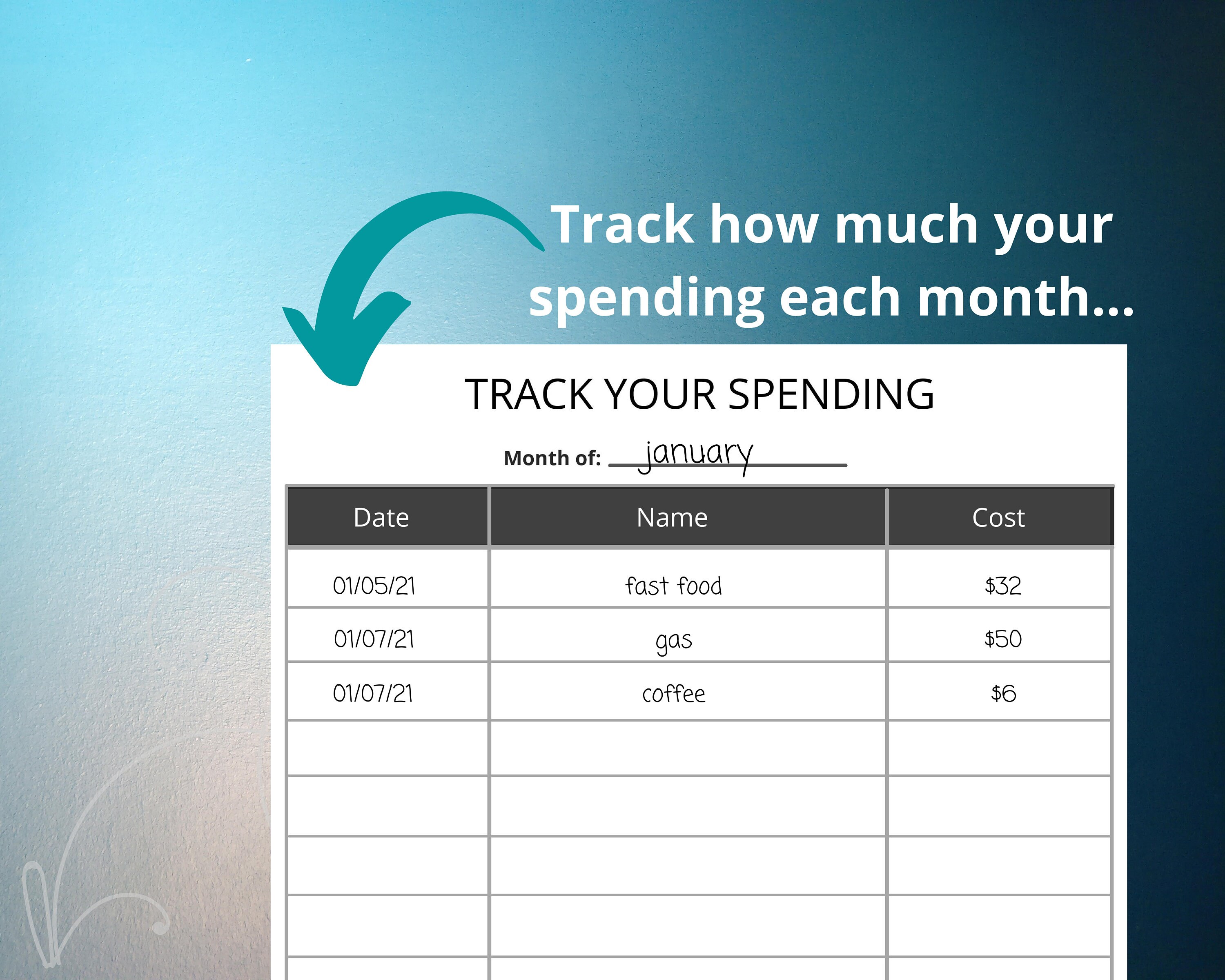 Simple Expense Tracker | Printable | Monthly Bill Tracker | Spending ...