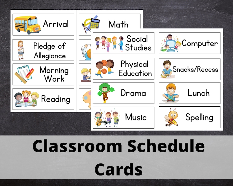 Simple Classroom Schedule Cards Printable Digital Download - Etsy