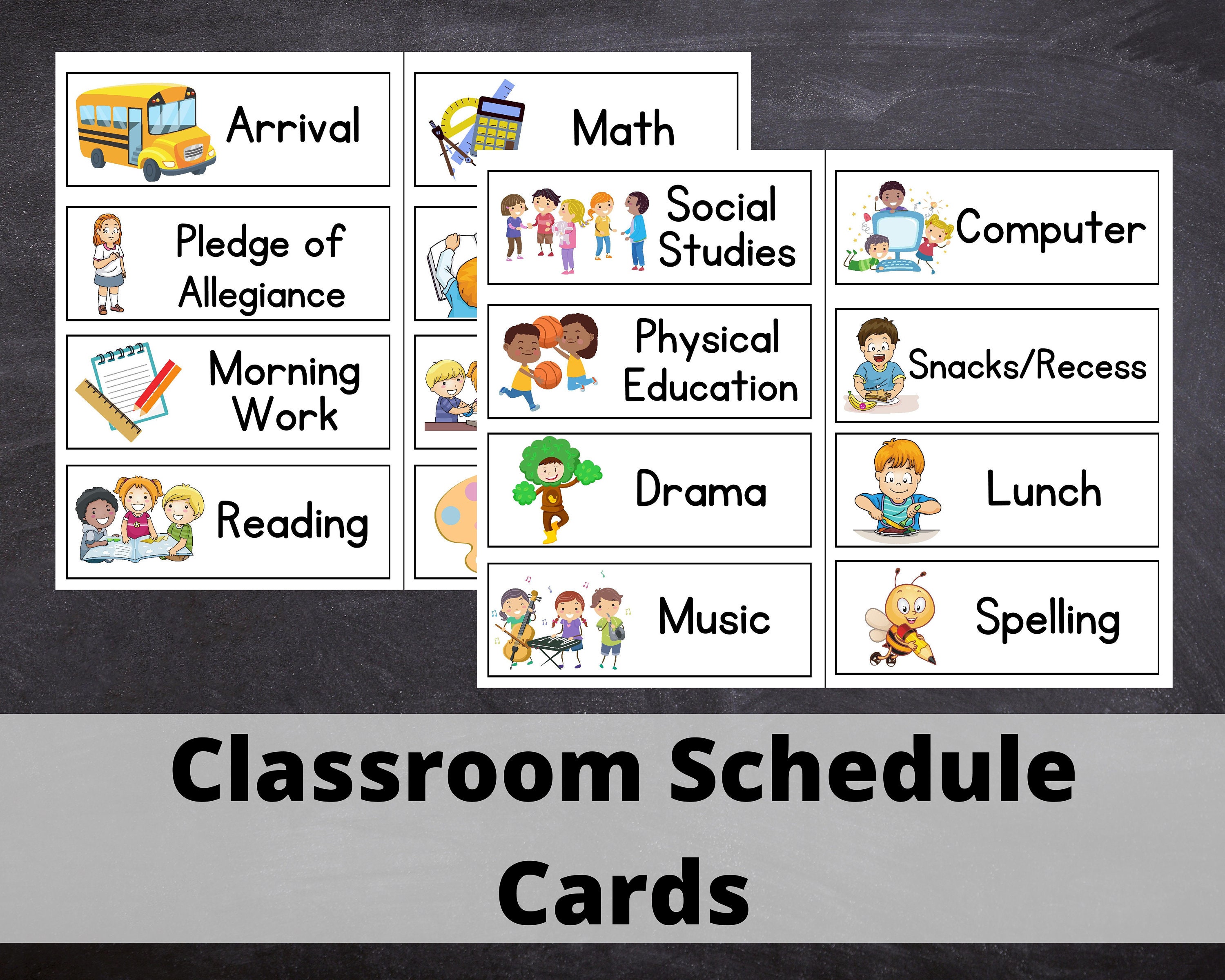 Simple Classroom Schedule Cards | Printable | Digital Download - Etsy