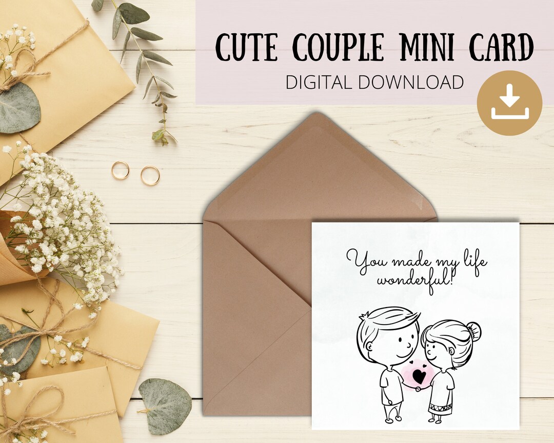 Cute Couple Card | Square | Digital Download - Etsy