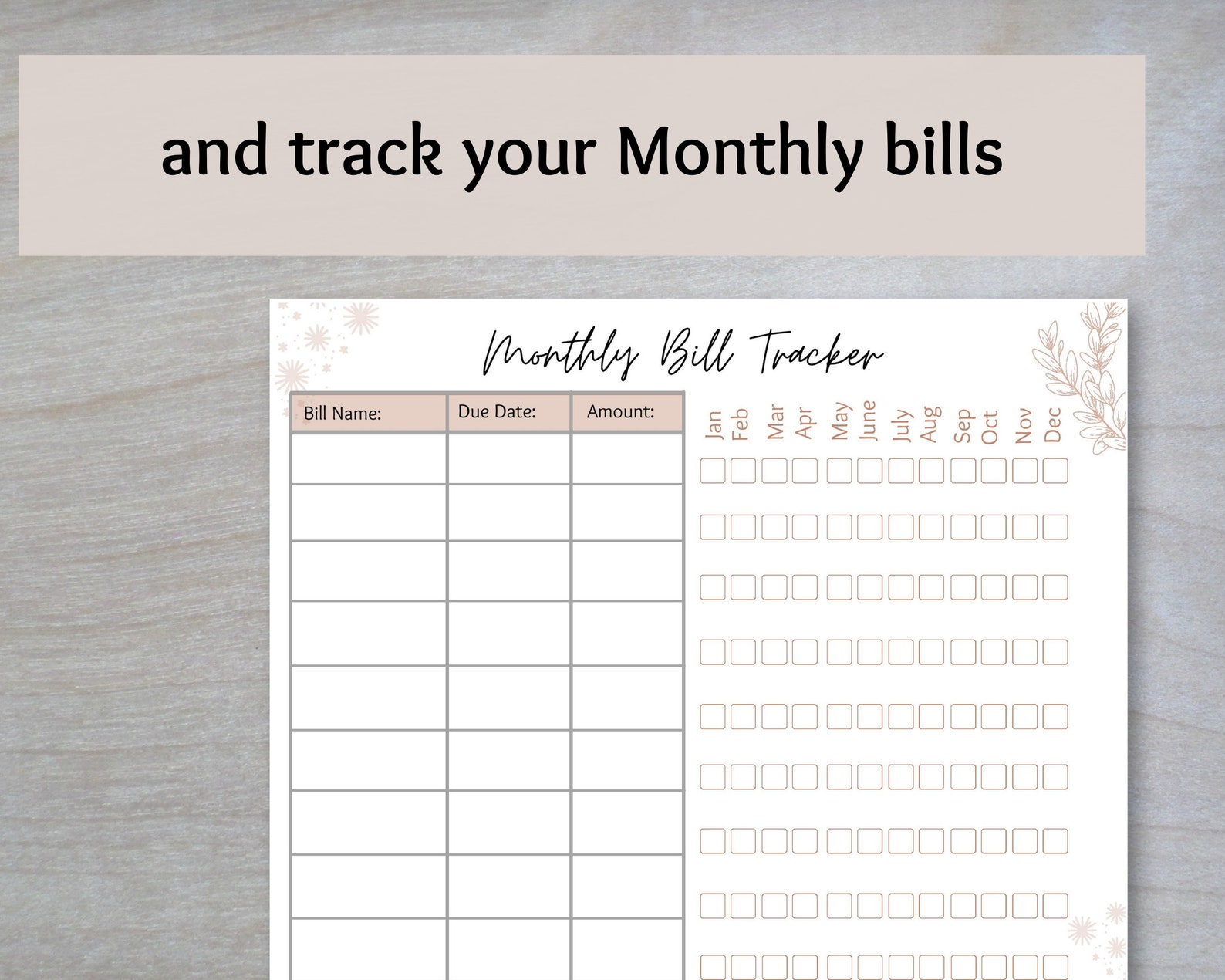 Expense Tracker Printable | Monthly Bill Tracker | Track Your Spending ...