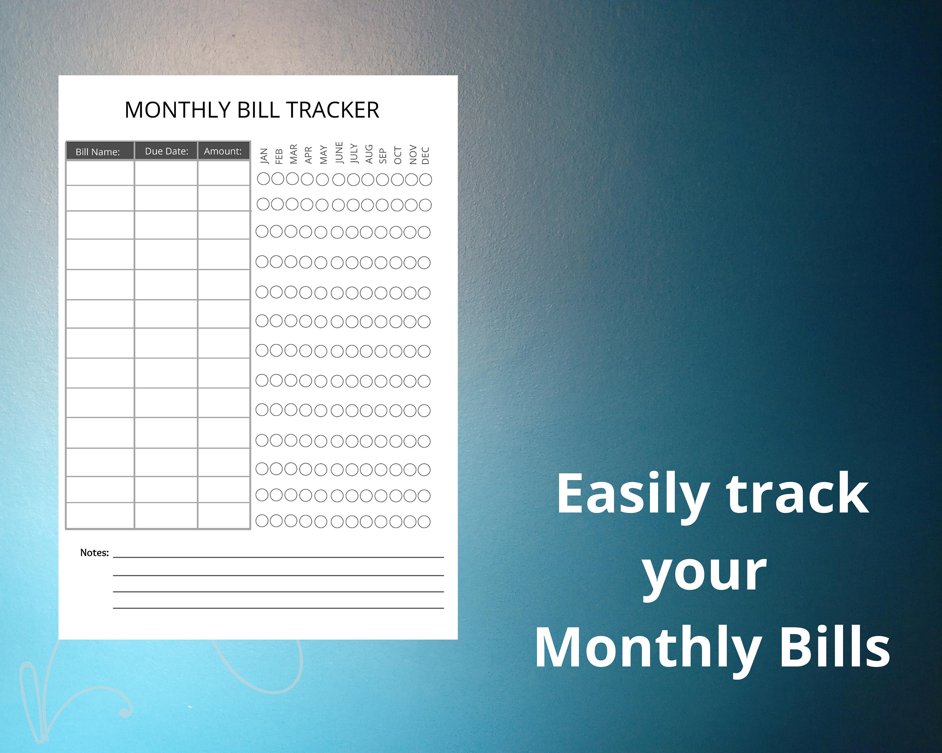 Simple Expense Tracker | Printable | Monthly Bill Tracker | Spending ...