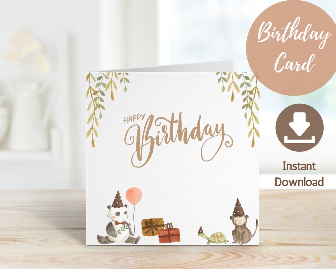 Square Happy Birthday Card | Printable - Etsy