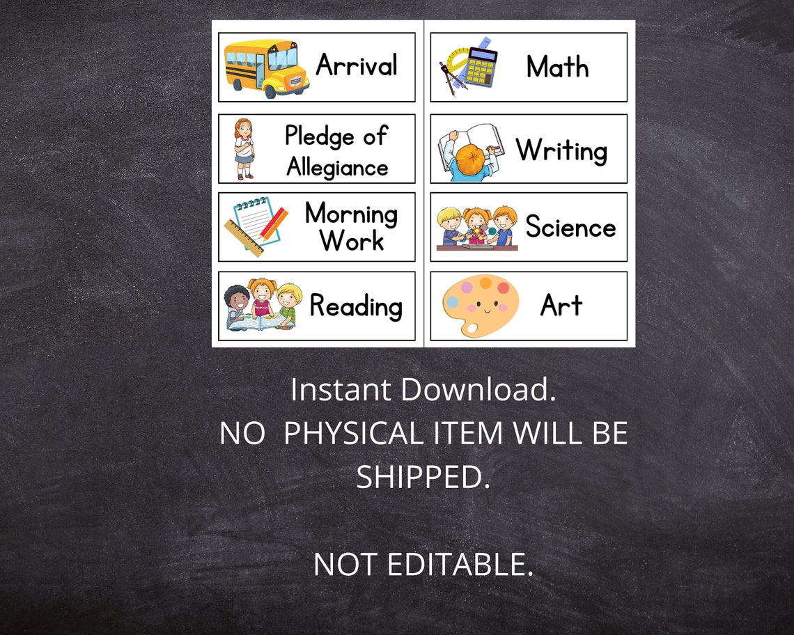 Simple Classroom Schedule Cards | Printable | Digital Download - Etsy