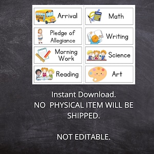 Simple Classroom Schedule Cards | Printable | Digital Download - Etsy