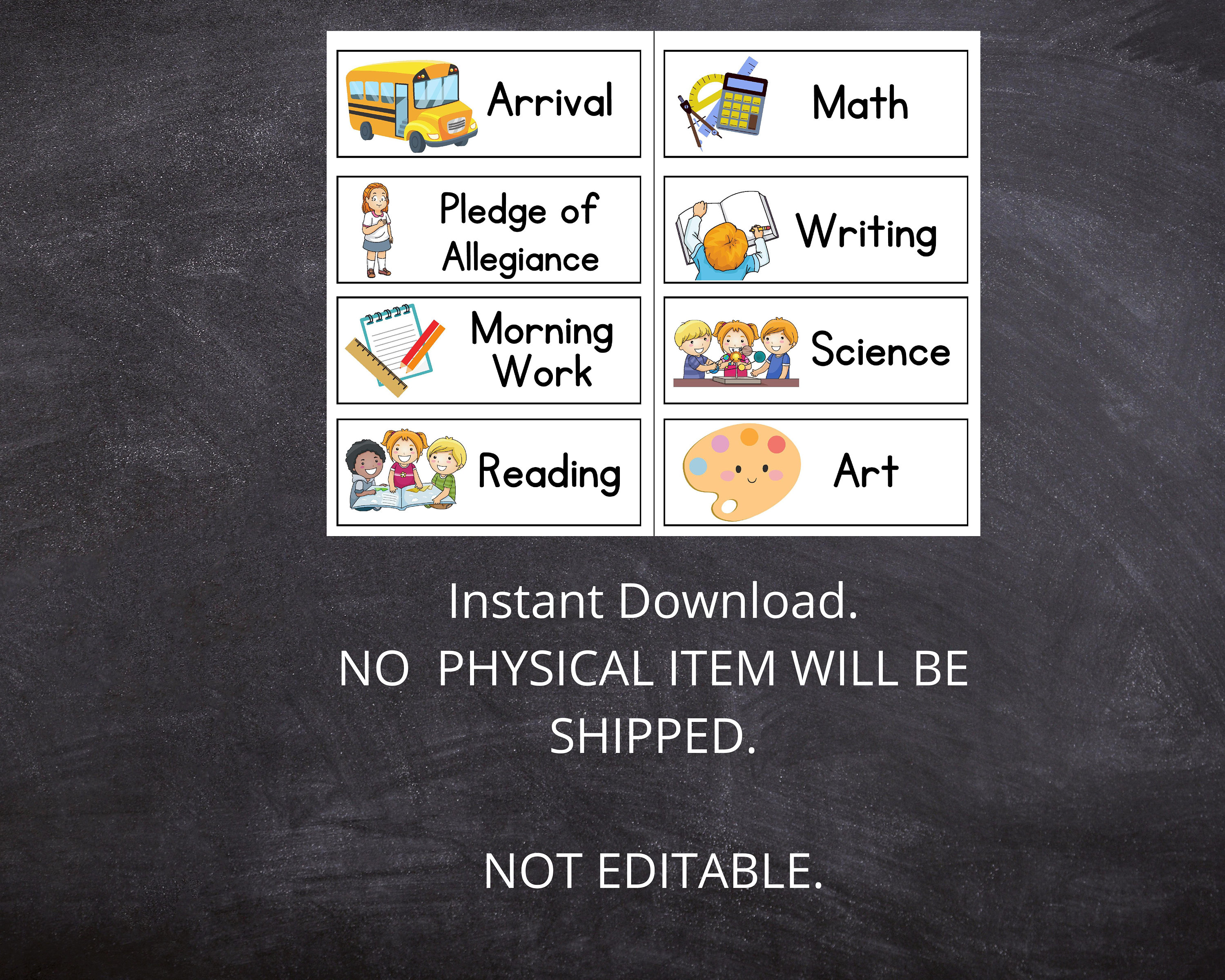 Simple Classroom Schedule Cards | Printable | Digital Download - Etsy