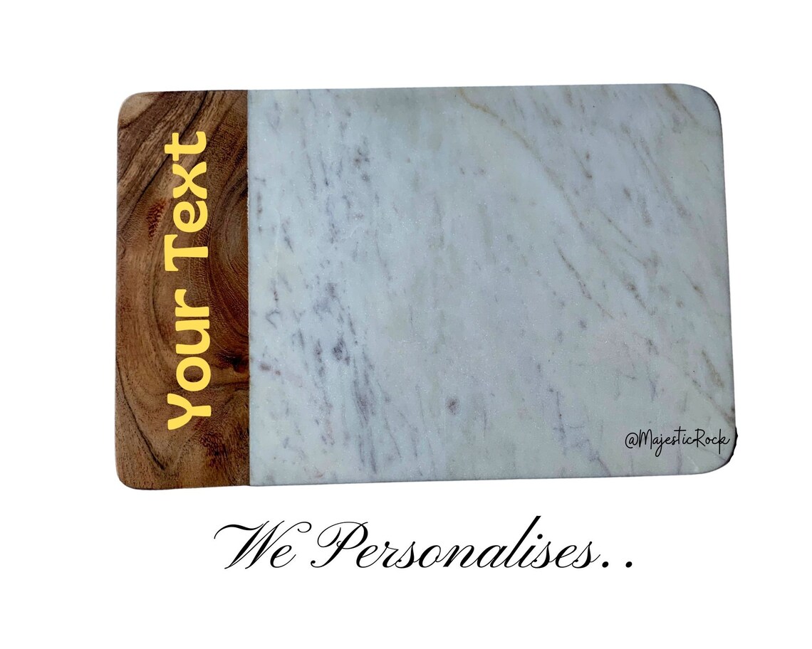 White Marble & Acacia Wood Large Tray/cheese/meat Platter / - Etsy