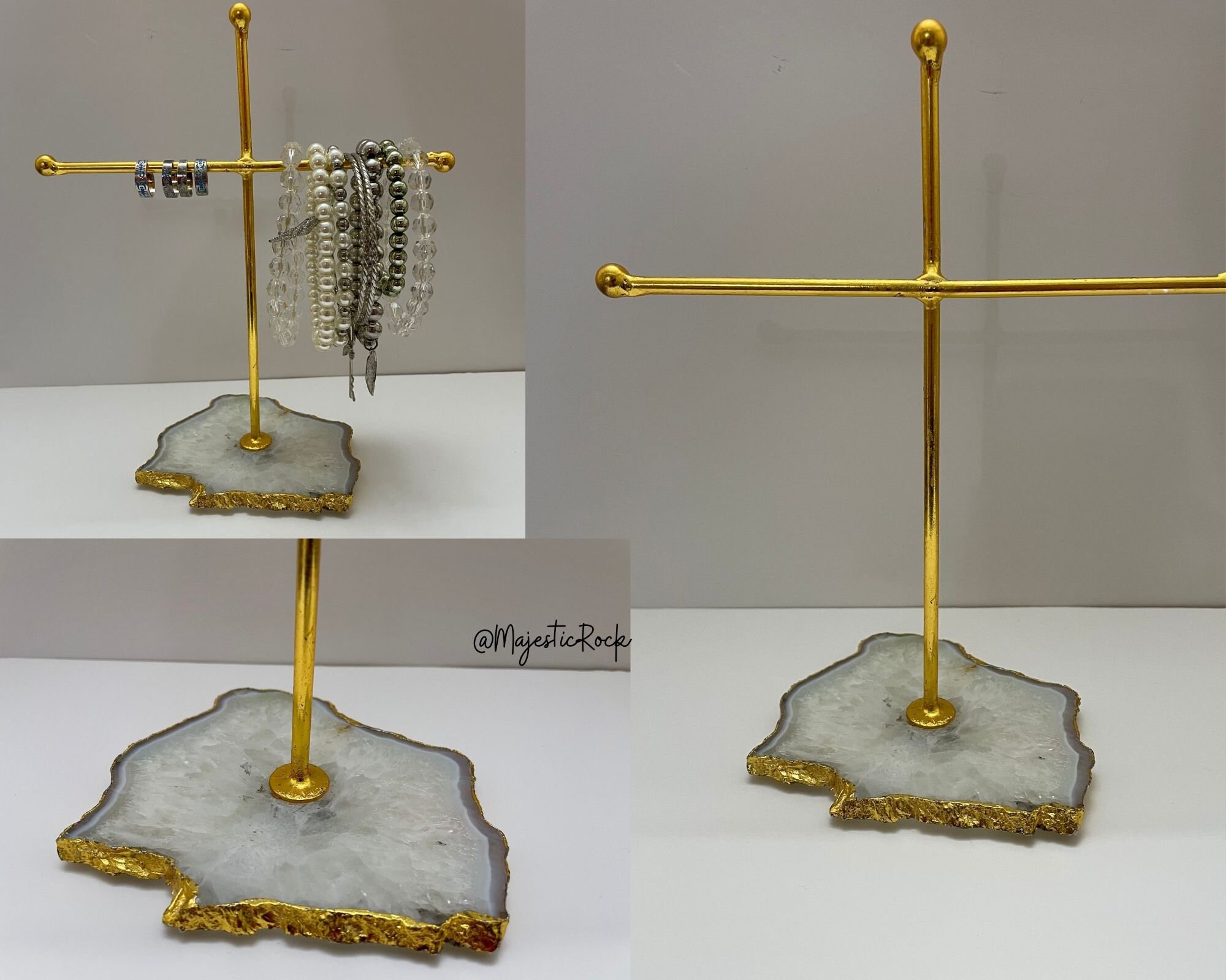 White Agate Jewellery Display Organiser/quartz Jewellery - Etsy