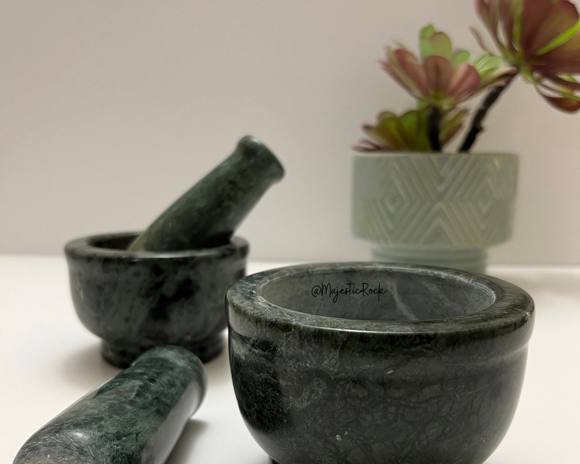 Marble Pestle and Mortar Green Marble Skin Care Kitchen - Etsy