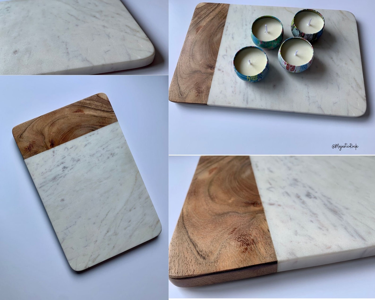 White Marble & Acacia Wood Large Tray/cheese/meat Platter / - Etsy