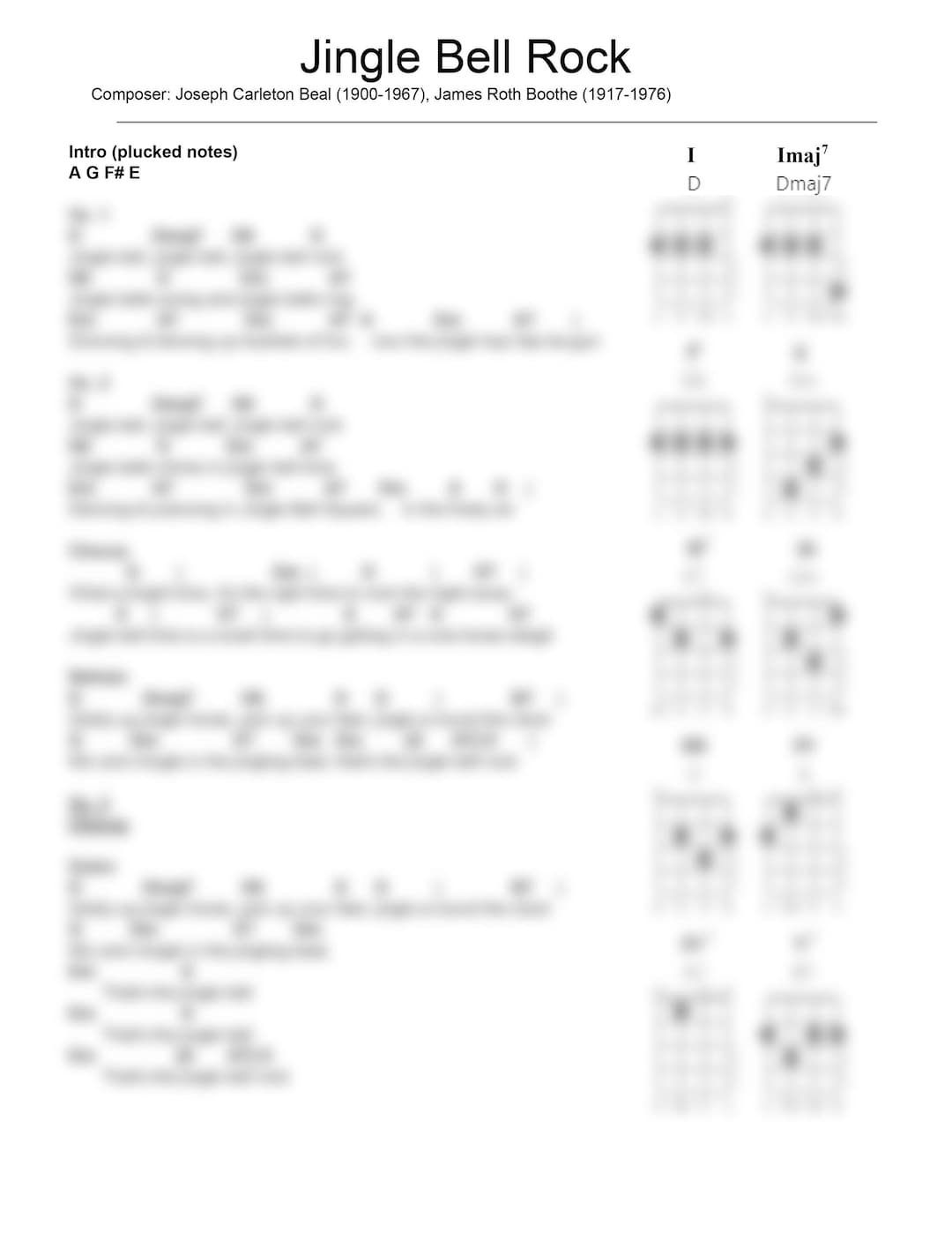 Jingle Bell Rock - Easy Ukulele Music, Ukulele Song, Ukulele Sing-a ...