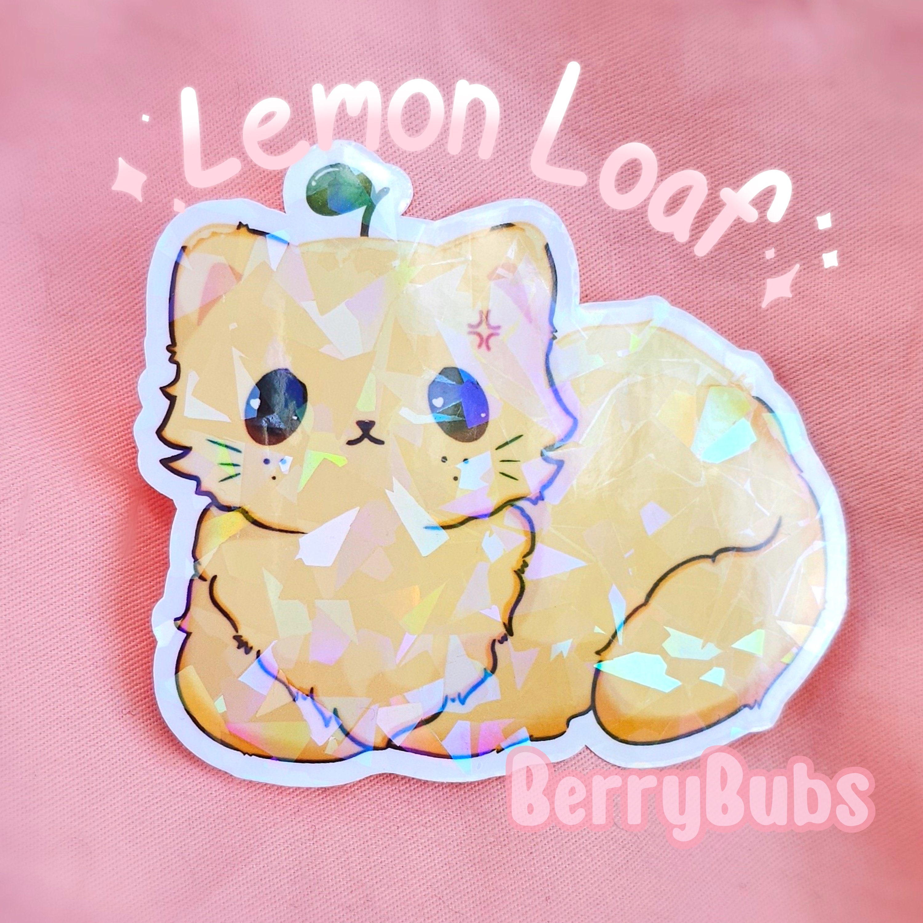 Lemon Cat Sticker Lemon Loaf Holographic Sticker Cute Cat Cat Sticker ...