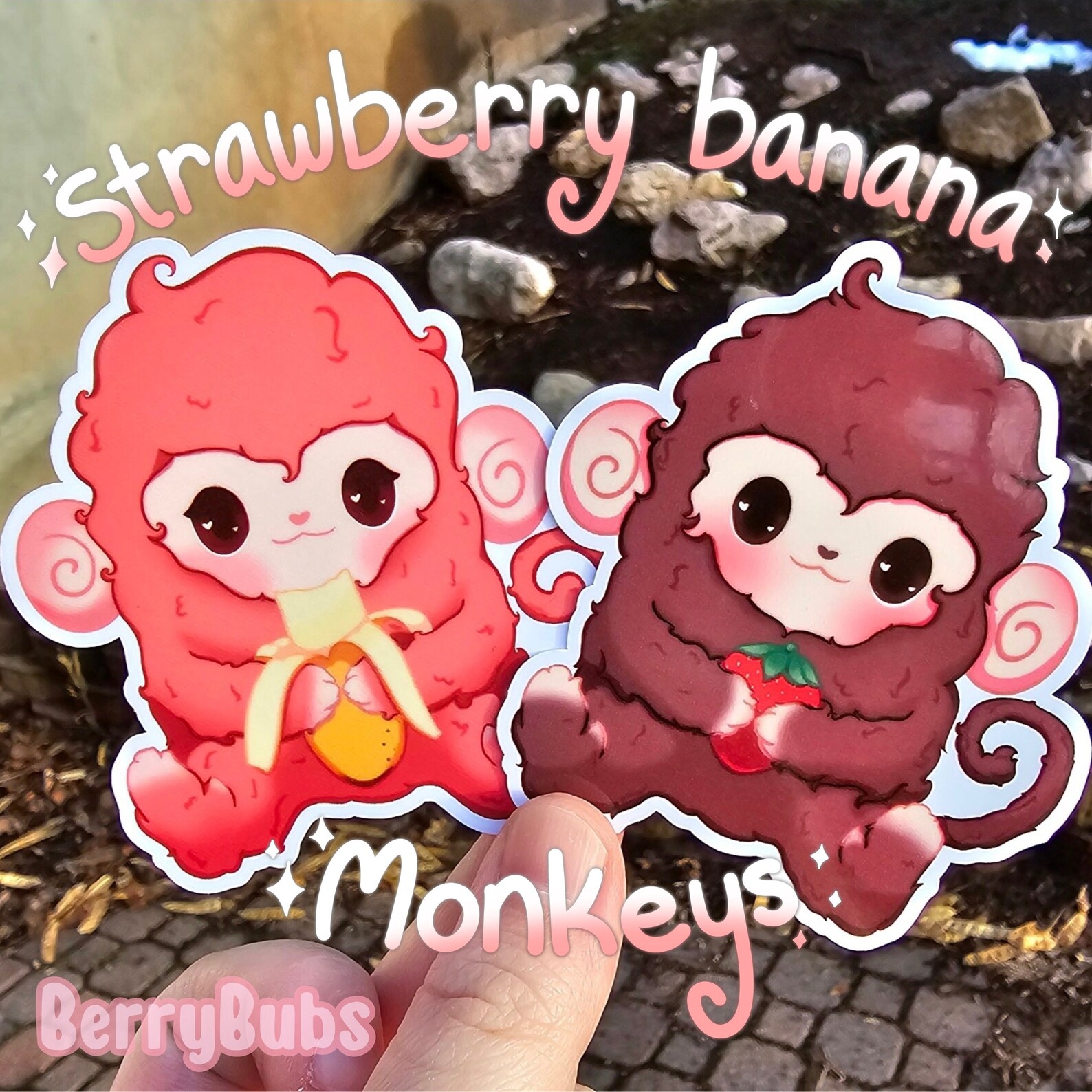 Strawberry Banana Monkey Stickers Cute Stickers Matching Stickers ...
