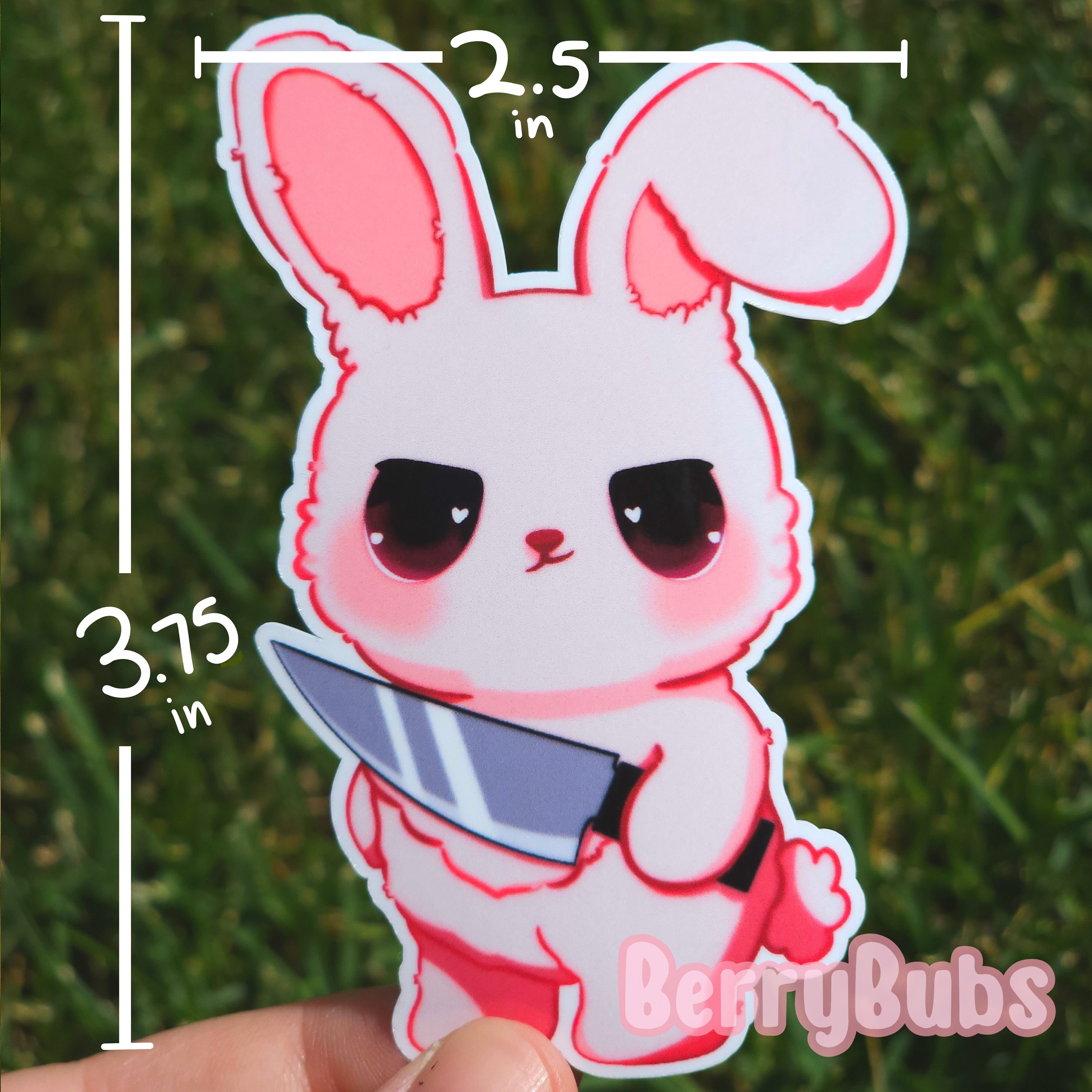 Bunny Sticker Bunny With Knife Pink Bunny Cute Rabbit - Etsy