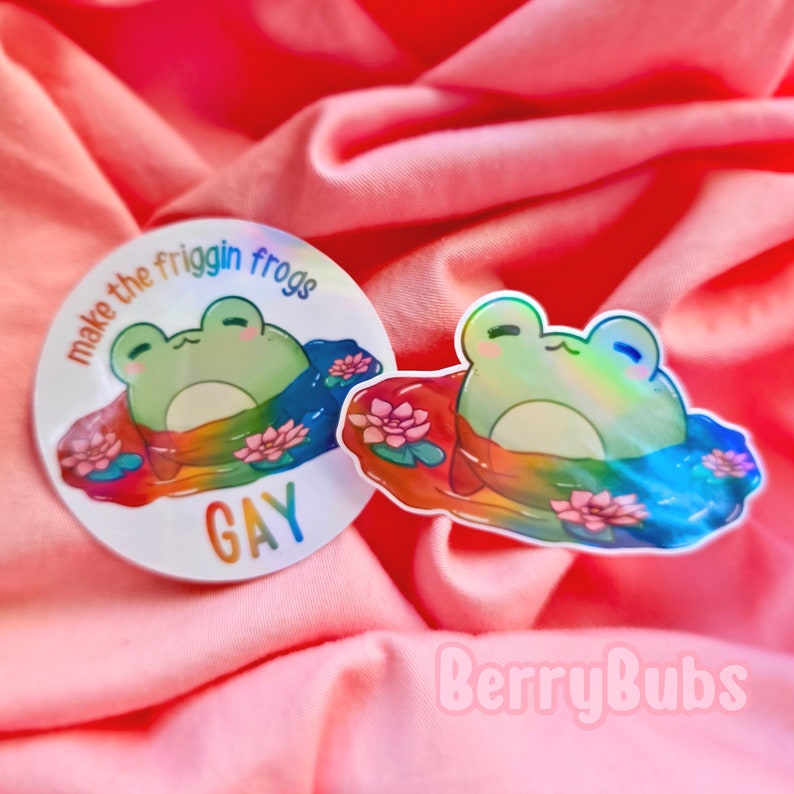 Gay Frogs Pride Stickers Pride Frogs Rainbow Frogs Meme Stickers Holographic Sticker Rainbow ...