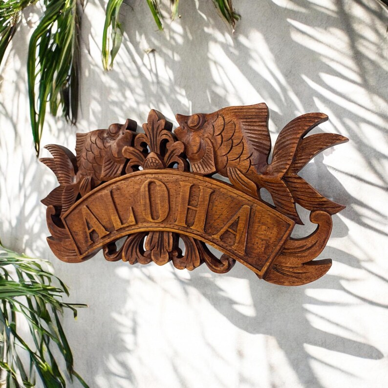 Aloha Sign With Fishes | Tropical Décor - Etsy