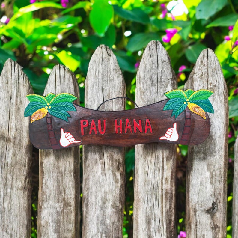Pau Hana W/ Shaka | Tiki Bar Sign 22" - Etsy